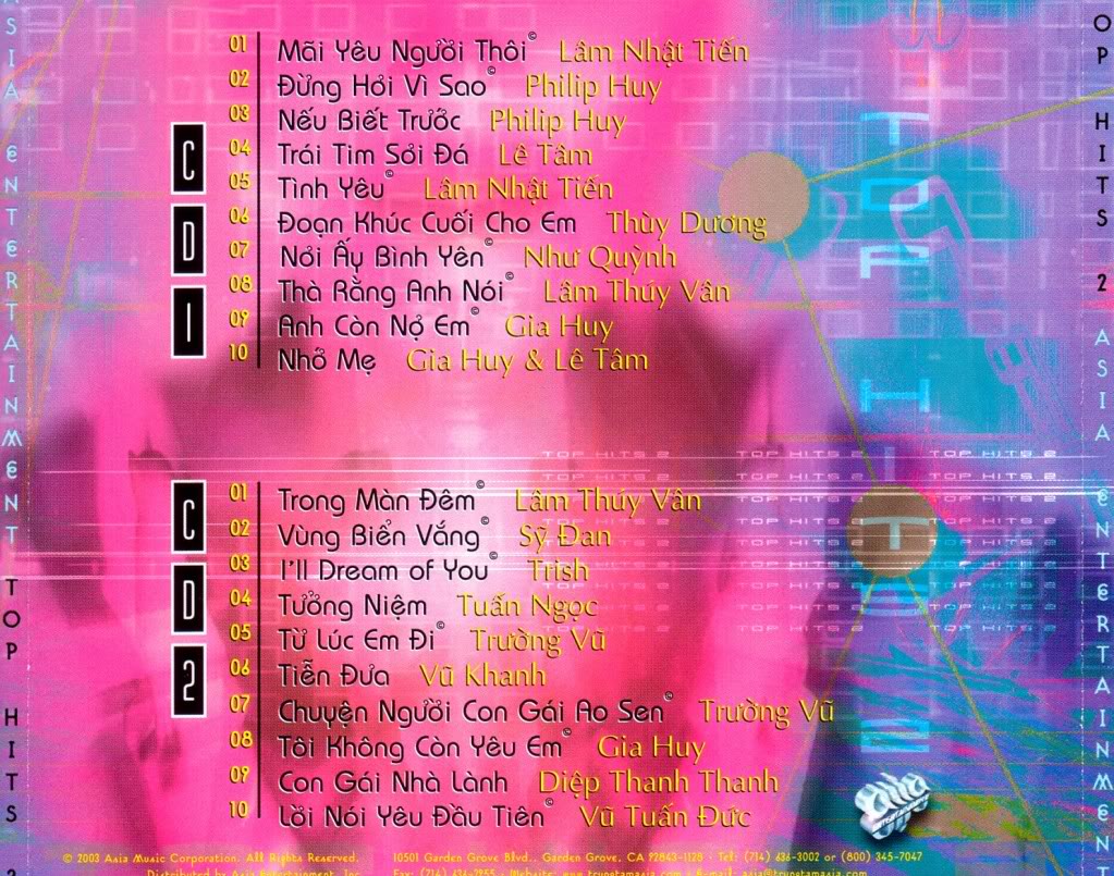 Asia CD 188 - VA - Top Hits 2 (2CDs) (2003) ~ Cover Nhạc Việt