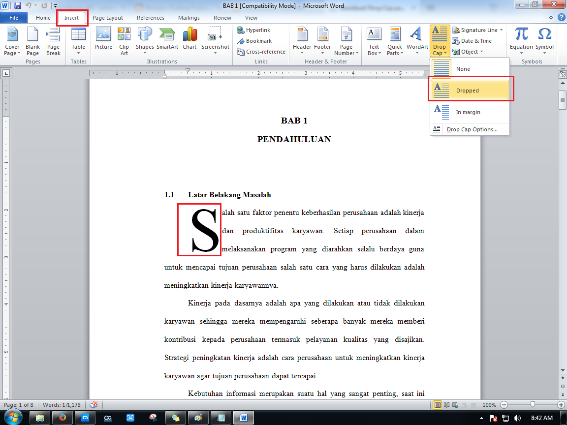Membuat Drop Cap Pada Ms Word ~ Gudang Tutorial Komputer
