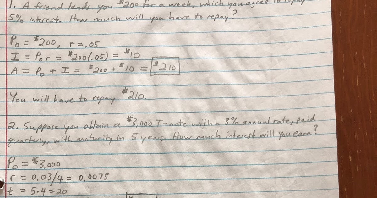 Professor Frank’s Math Blog: Finance Part 1 - Practice Problems and ...