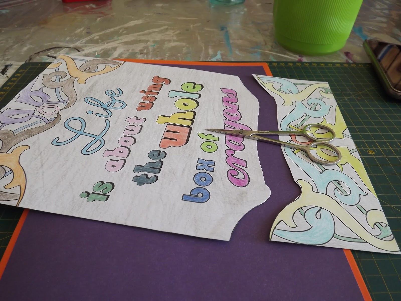 A Pretty Talent Blog: Cardmaking: Using your Adult Colouring Pages A4