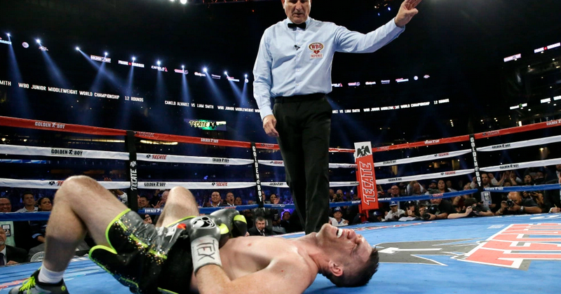 Watch Canelo Alvarez knock out Liam Smith with a bone-crushing punch to ...