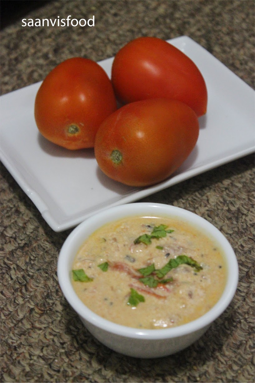 Saanvis food: Tomato Perugu Pachadi // Tomato Yogurt Chutney