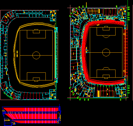 Plan Autocad d'un stade de football ~ Engineering et Architecture