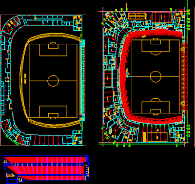 Plan Autocad d'un stade de football ~ Engineering et Architecture
