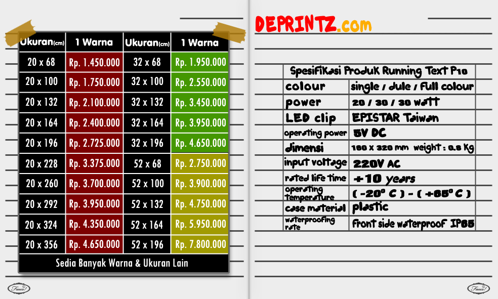 DEPRINTZ.com: JUAL RUNNING TEXT LED DISPLAY MURAH SURABAYA