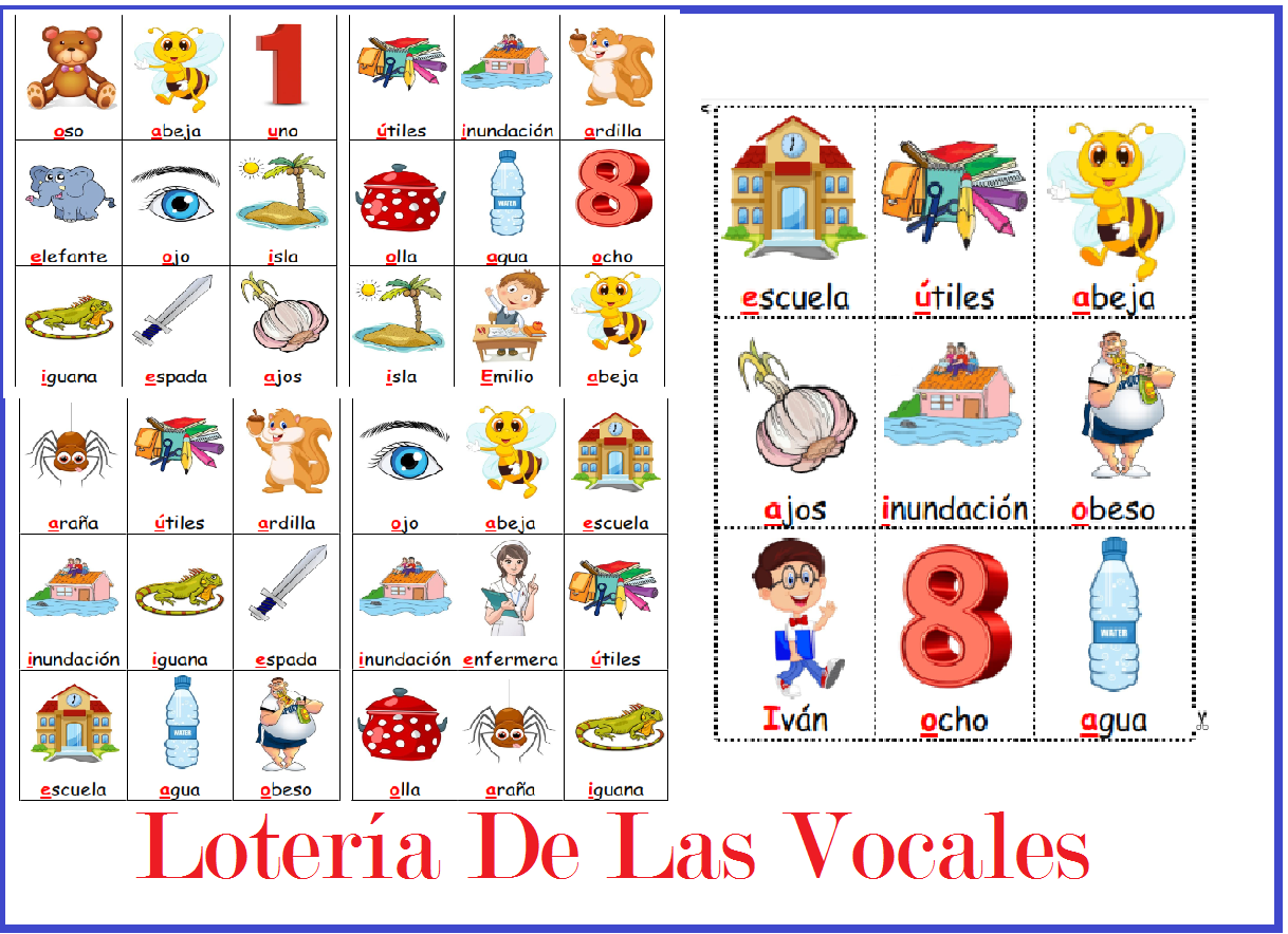 Lotería De Las Vocales ~ DIPLOMAS GAFETES Y MATERIAL EDUCATIVO