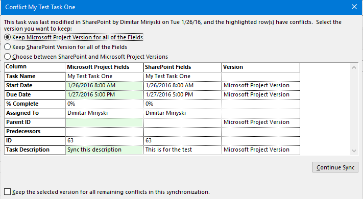 More SharePoint: Syncing fields from Project Pro to SharePoint Online