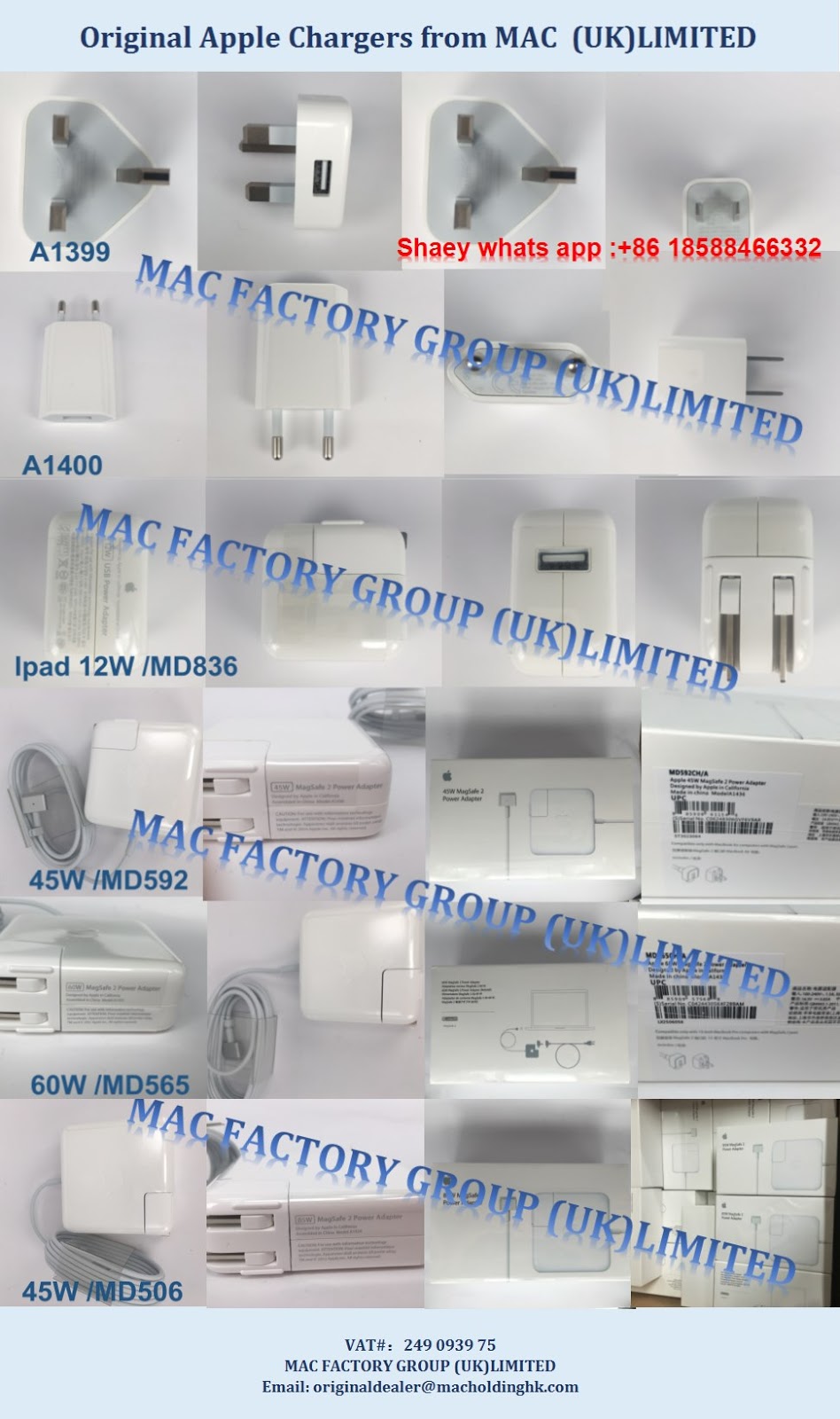 Apple accessories with retail pack : Original Apple Chargers from MAC ...