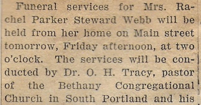 Heirlooms Reunited: 1930 Obituary of Mrs. Rachel Parker (Steward) Webb ... Heirlooms Reunited: 1930 Obituary of Mrs. Rachel Parker (Steward) Webb ...