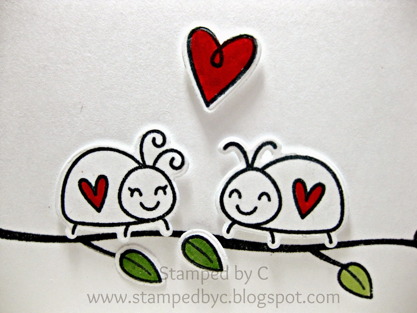Stamped by C: Love Bug Valentine's Day Card