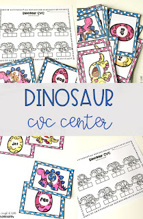 There are dinosaur picture cards and dinosaur egg word cards.