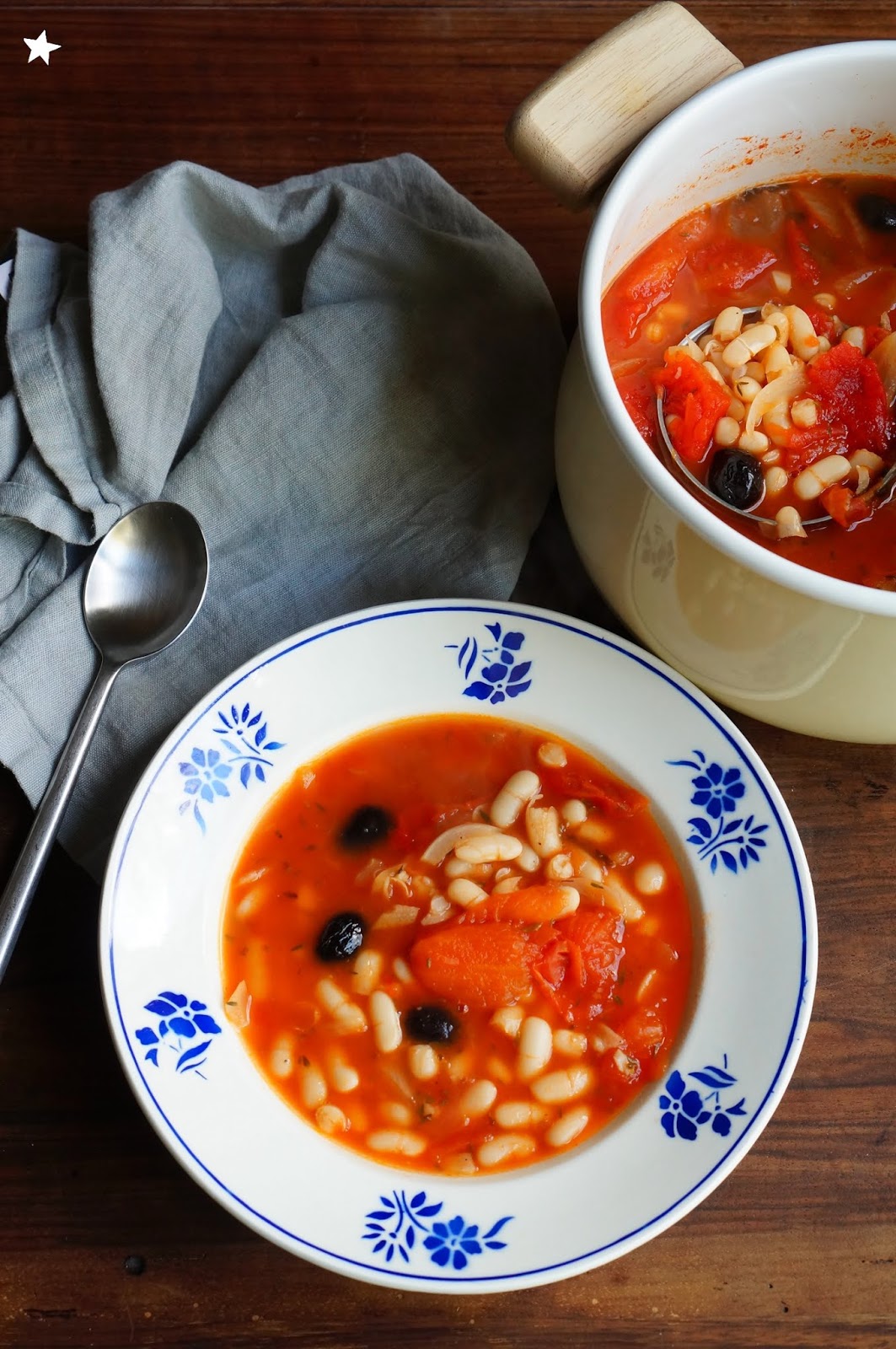 Farine d'étoiles: Soupe haricots blancs, tomates, olives noires (sans ...