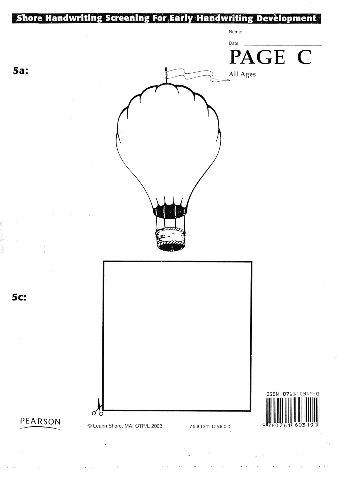 Shore Handwriting Screening for Early Handwriting Development