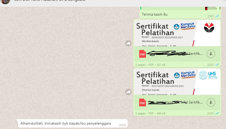 Sertifikat Pelatihan