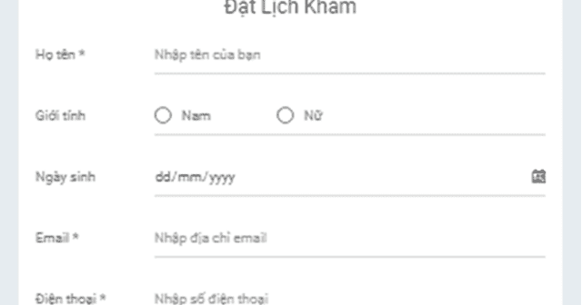 Mẫu form đặt lịch khám đẹp sử dụng cho phòng khám