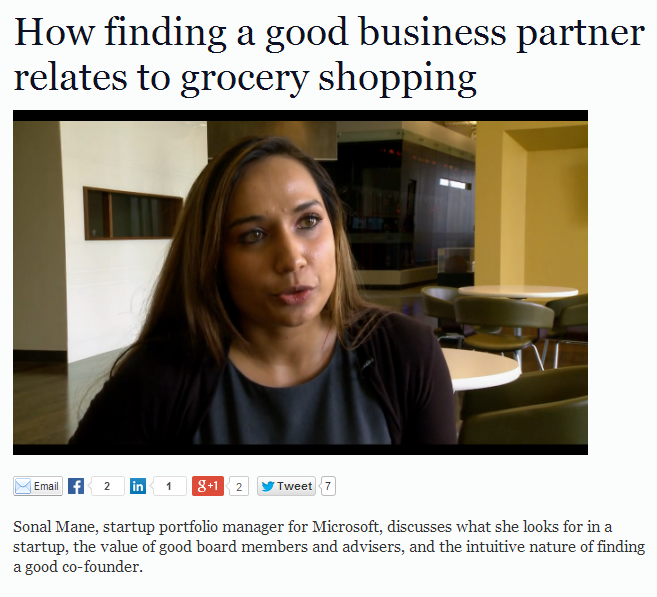 Hindsight : MICROSOFT'S SONAL MANE - 1871 BOARD MEMBER - ON STARTUPS