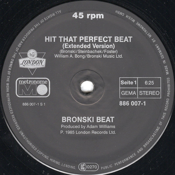 Disco Club: Bronski Beat - Hit That Perfect Beat (Extended Version) 1985