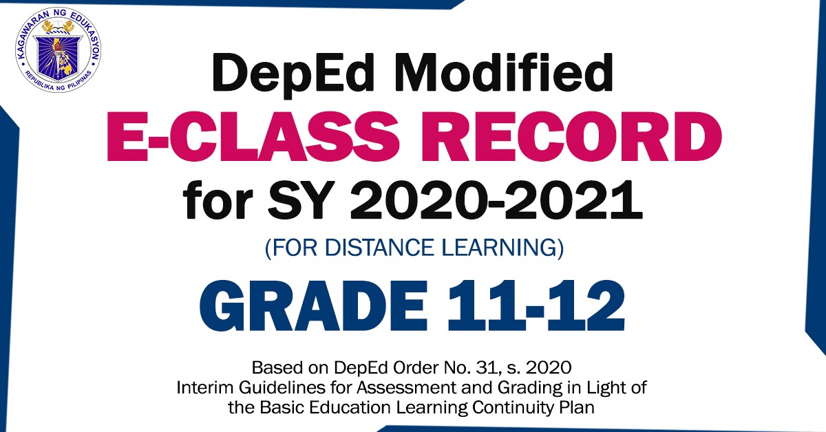 SHS MODIFIED E-CLASS RECORDS for SY 2020-2021 (Free Download) - DepEd Click