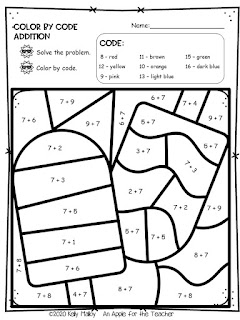 An Apple For The Teacher: Summer Color By Number