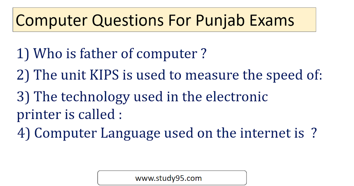 Computer Questions For Punjab Govt Exams computer-questions-for-punjab-govt-exams