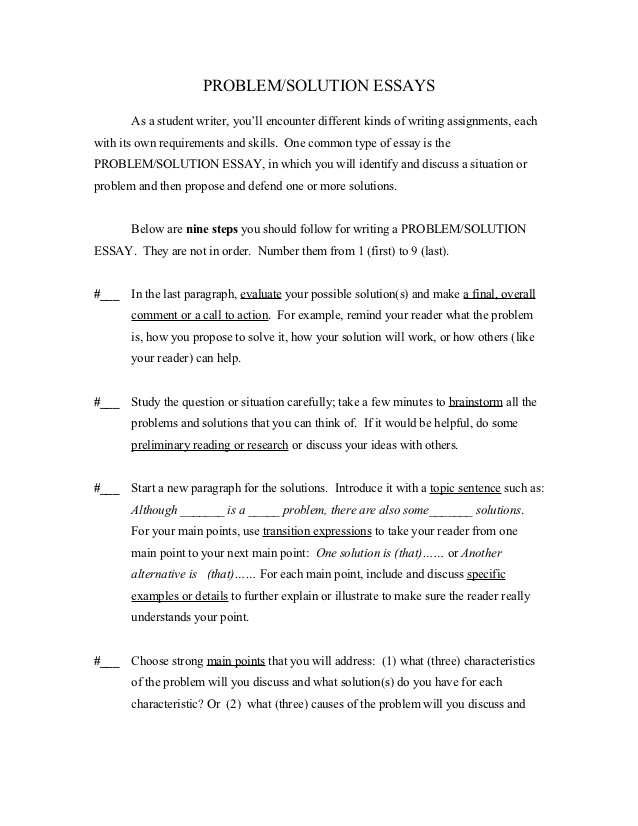 Problem And Solution Essay Examples ~ Resume Letter