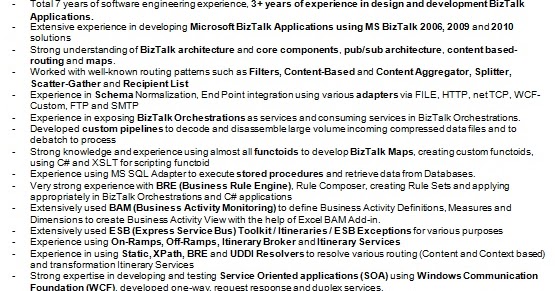 ESB Integration Developer Sample Resume Format in Word Free Download