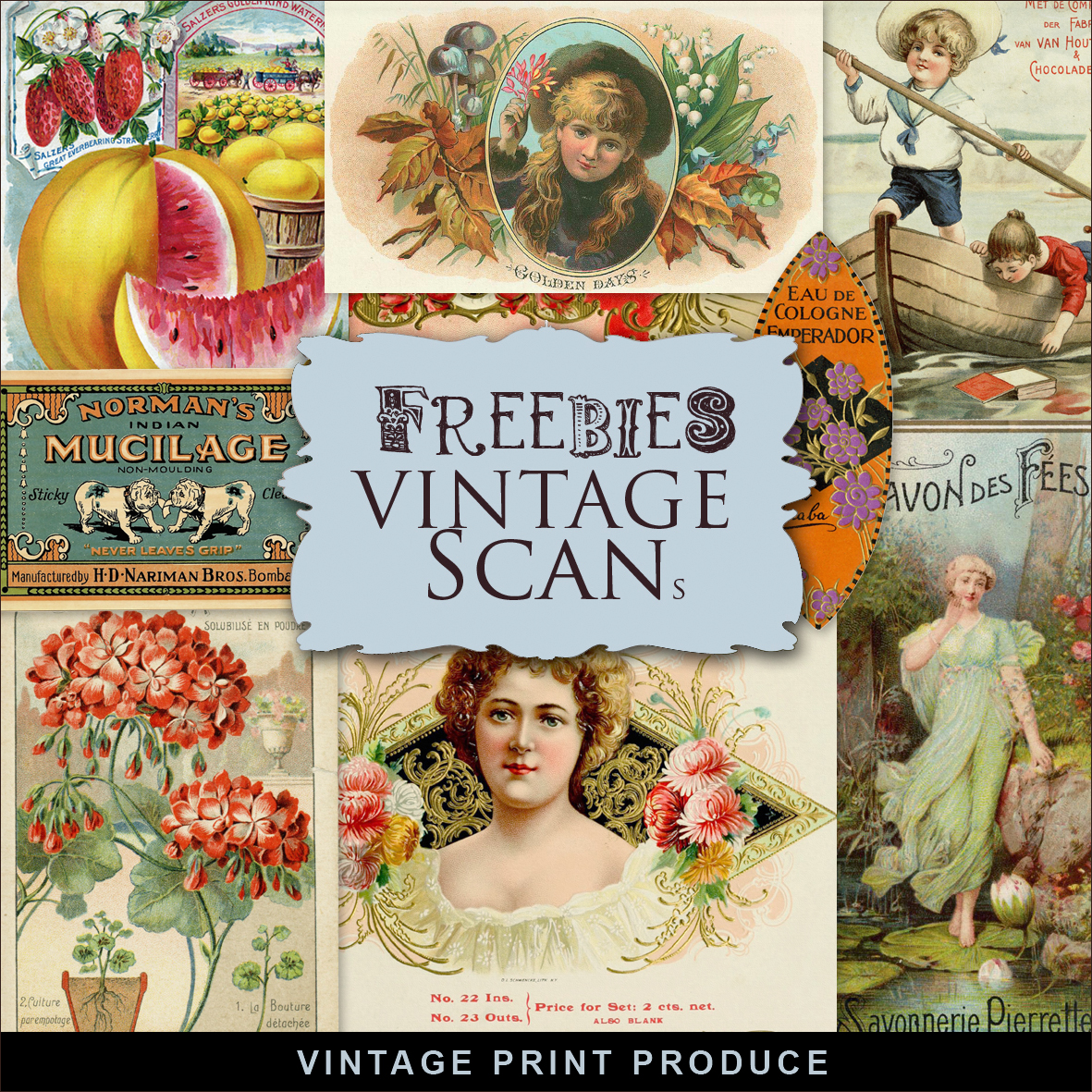 Freebies Kit of Vintage Print Produce:Far Far Hill - Free database of ...