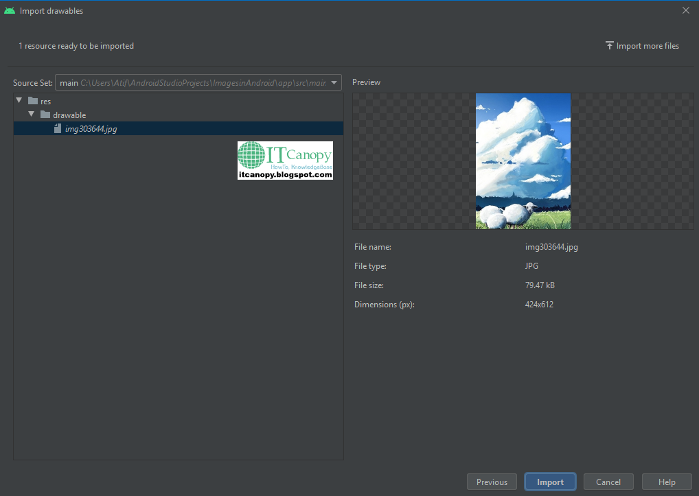 How to add an image to the "drawable" folder in Android Studio