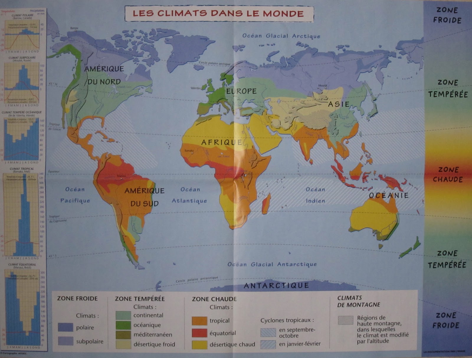 St André classe de CM2: carte des climats dans le monde