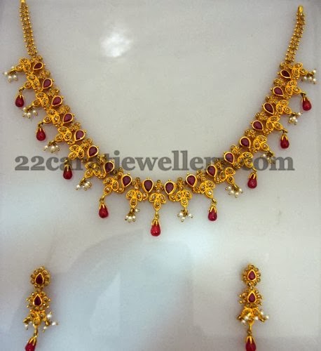 36 Grams Simple Rubies Set - Jewellery Designs