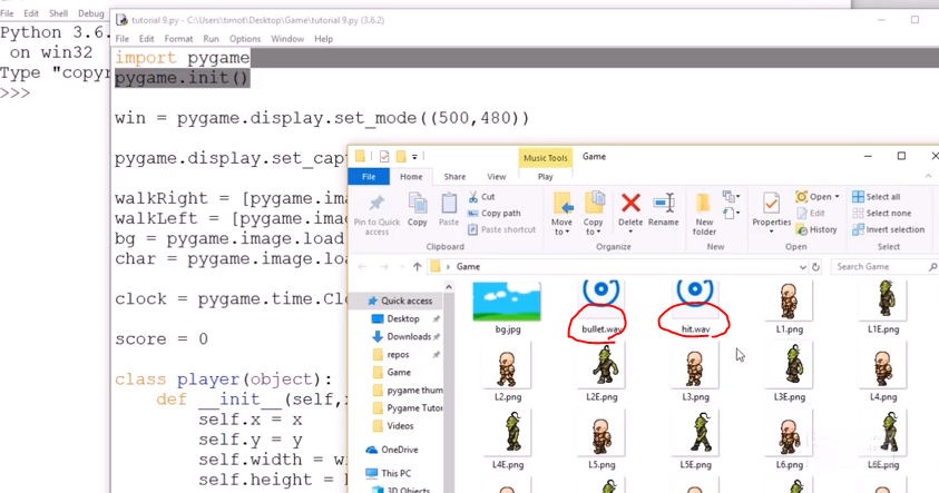 [Tech With Tim] Pygame Tutorial #9 - Sound Effects, Music & More Collision