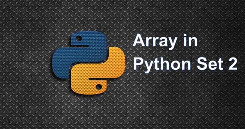 Array In Python Set 2 Array In Python Set 2