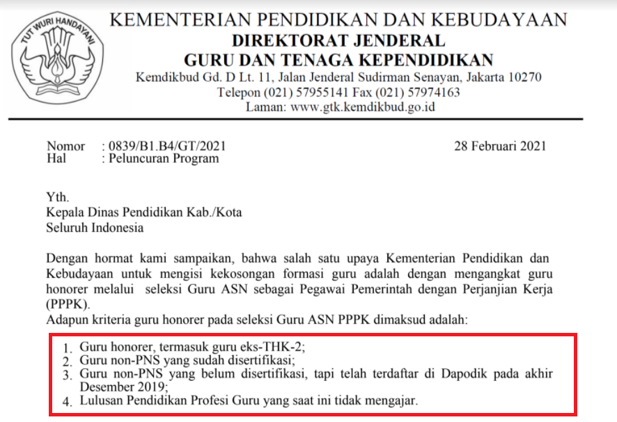 Kriteria Guru Honorer Yang Bisa Ikut Seleksi Guru ASN PPPK Tahun 2021 - Modul Ajar Kurikulum Merdeka