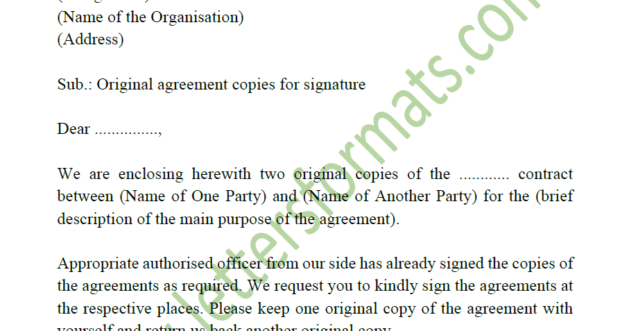 Cover Letter For Contract Needing Signature Sample Cover Letter For Contract Needing Signature Sample