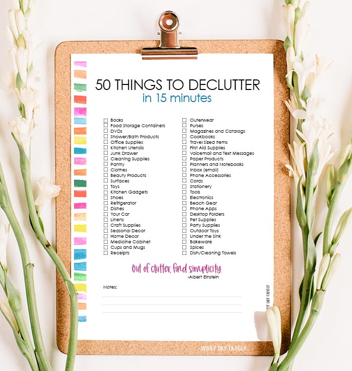 50 Things to Declutter in 15 Minutes a Day | Free Printable List ...