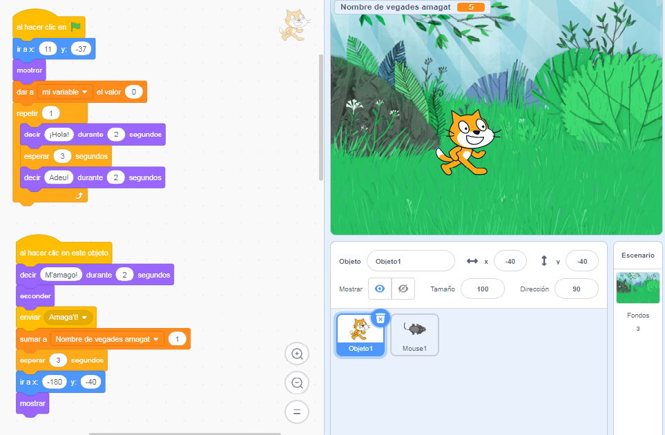 PRIMERA SESSIÓ DEL SCRATCH! LA HISTÒRIA DEL GAT I EL RATOLÍ