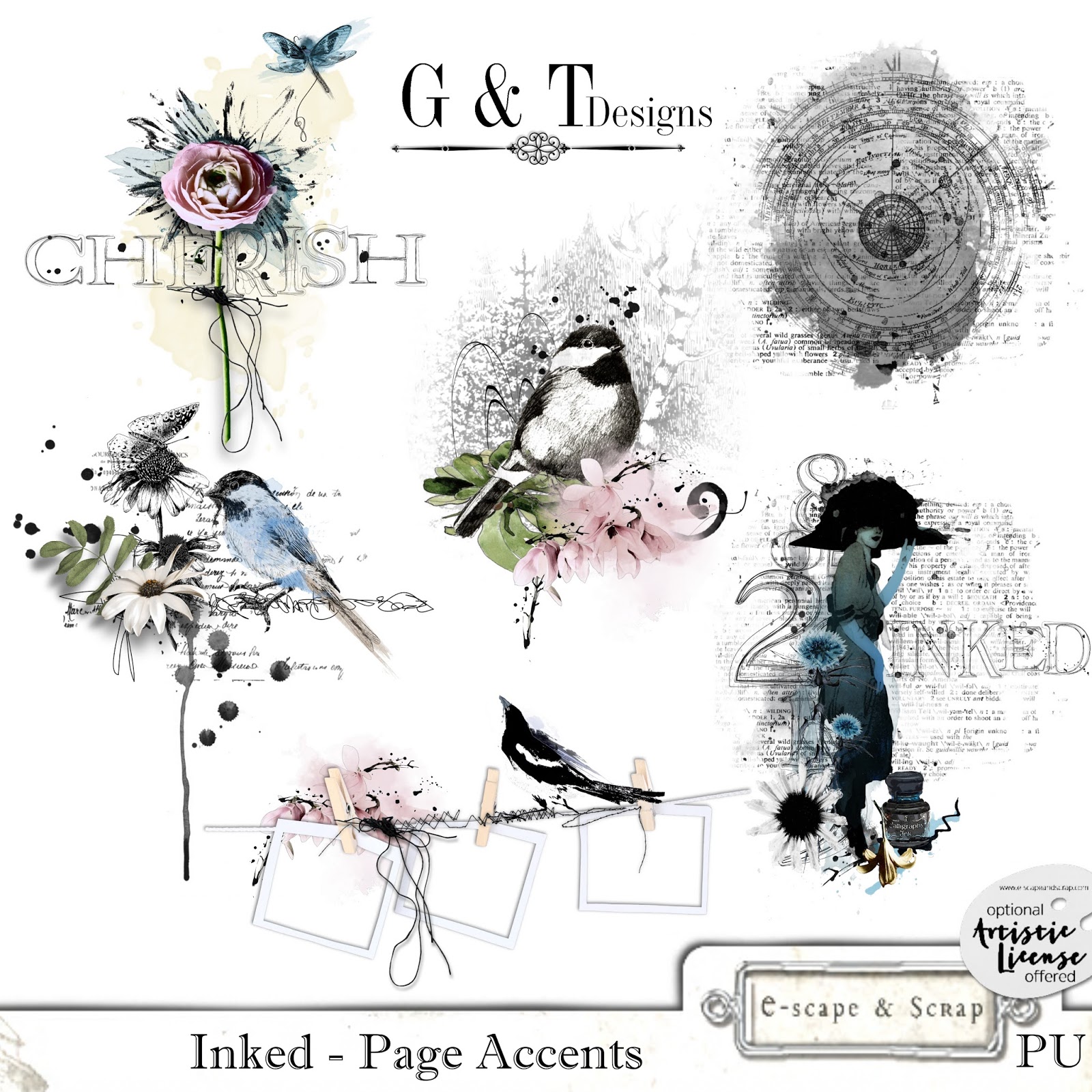 E-scape and Scrap: G&T Designs - Inked & Freebies
