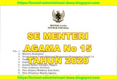 Surat Edaran Menteri Agama Nomor 15 Tahun 2020 tentang Panduan Ibadah di Masa Pandemi | FORMAT ...