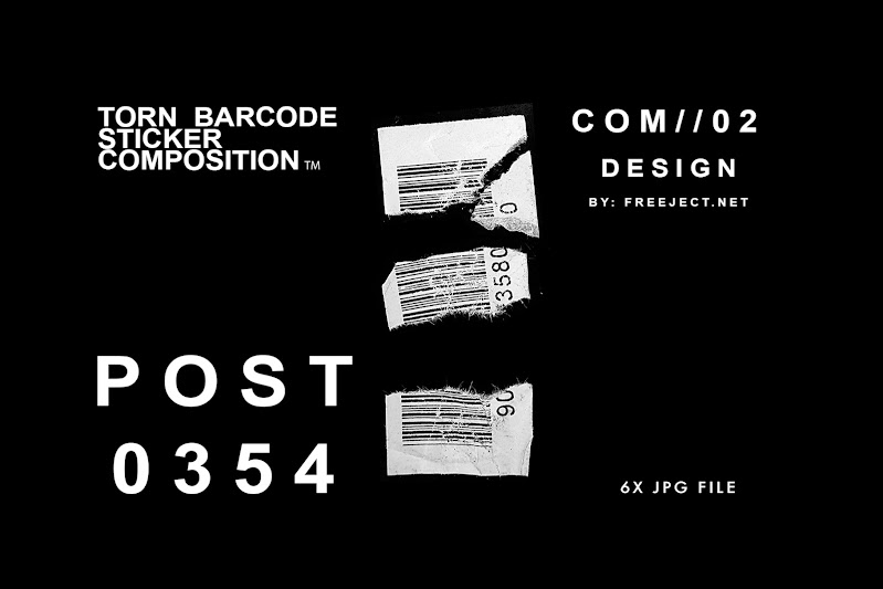 Free Download Torn Barcode Sticker Composition - JPG File