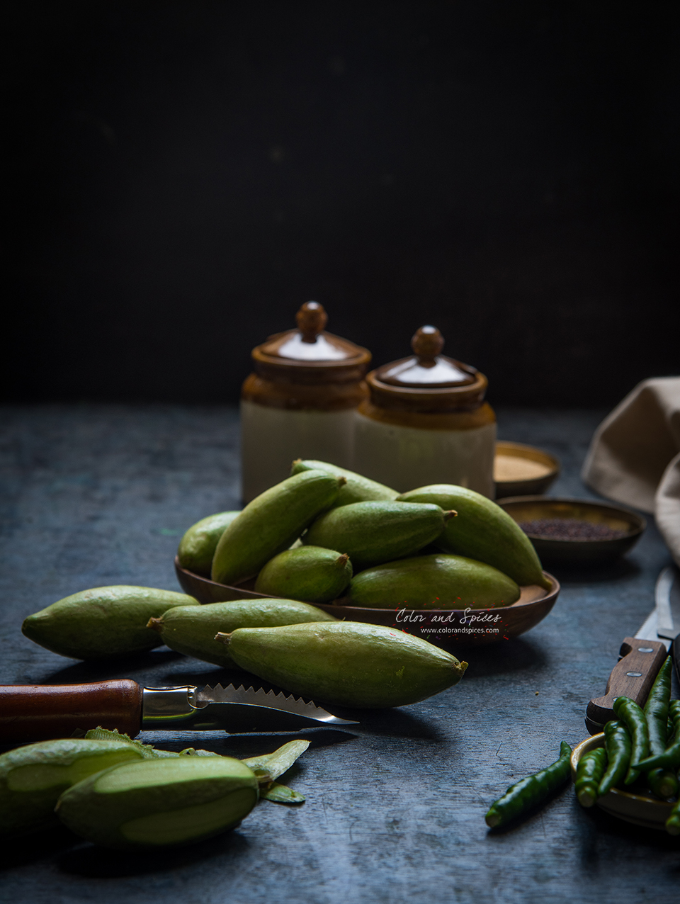 Color and Spices: Potol Posto with a coconut twist