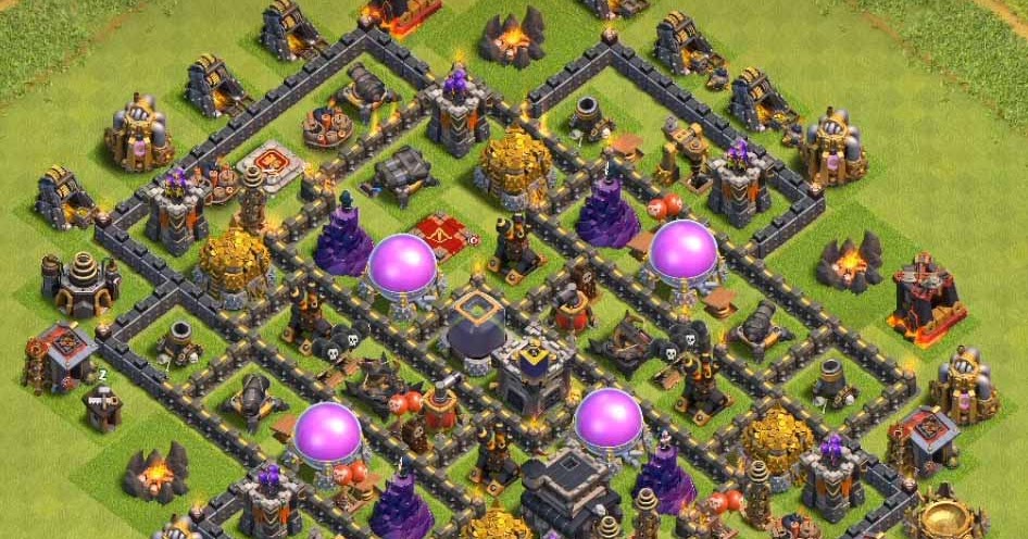 Best TH9 Farming Base Against Giants, Barbarians, Valkyries, Air Troops ...