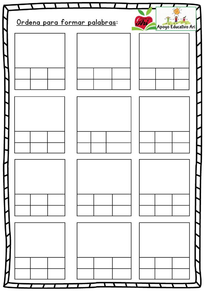 Fichas Lectoescritura para Ordenar Sílabas | Materiales Educativos para Maestras