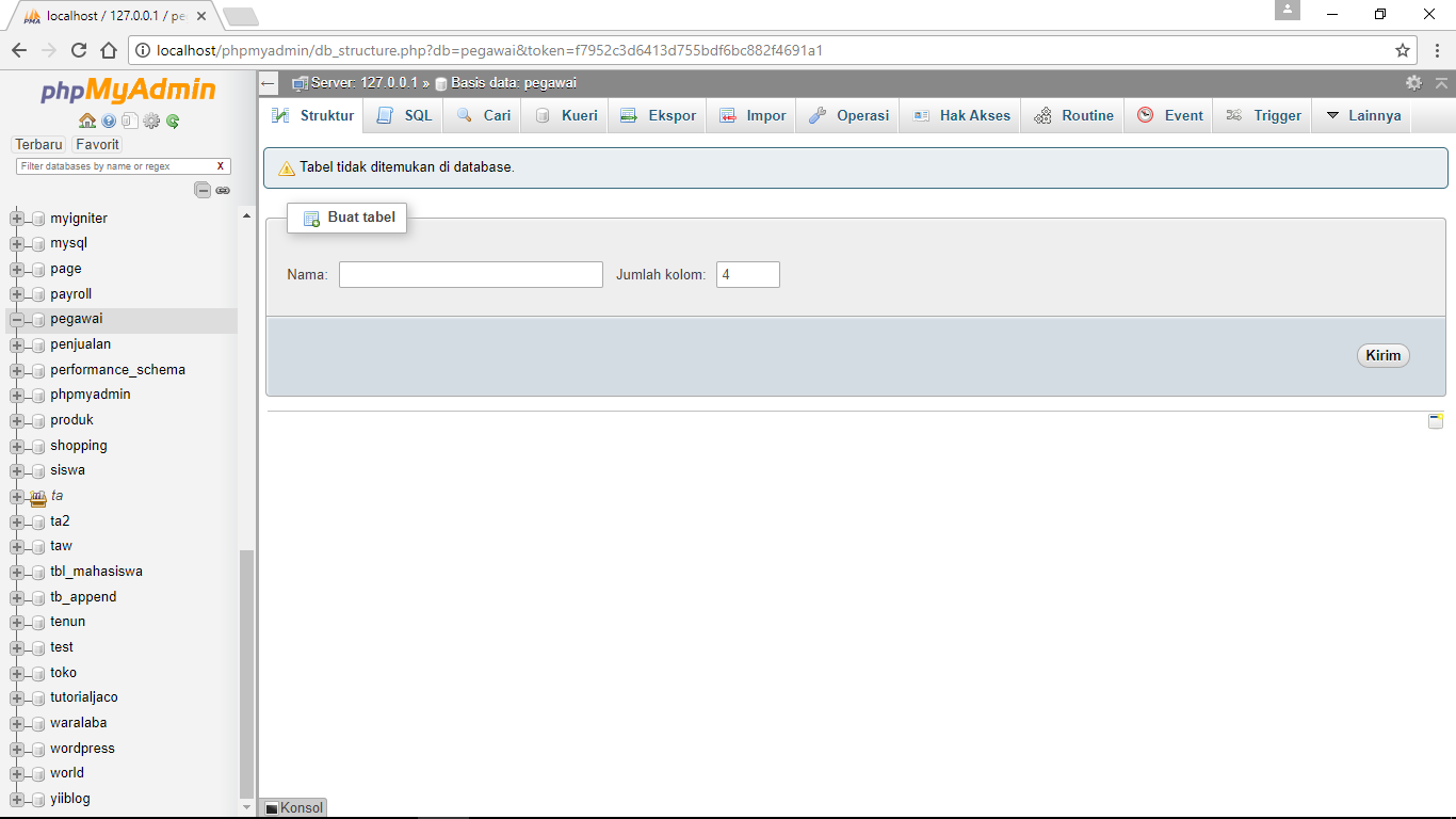 cara membuat database, tabel, dan insert - DC tutorial