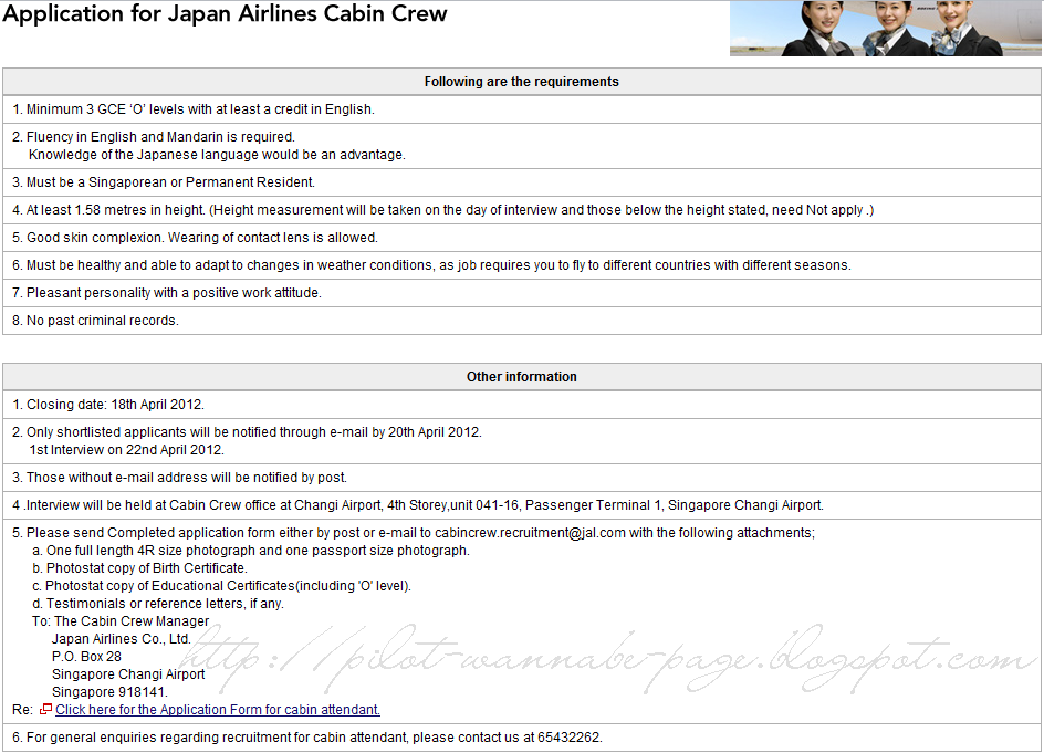 Japan Airlines Cabin Crew Intake - Singapore [April'12] | Pilot Wannabe ...