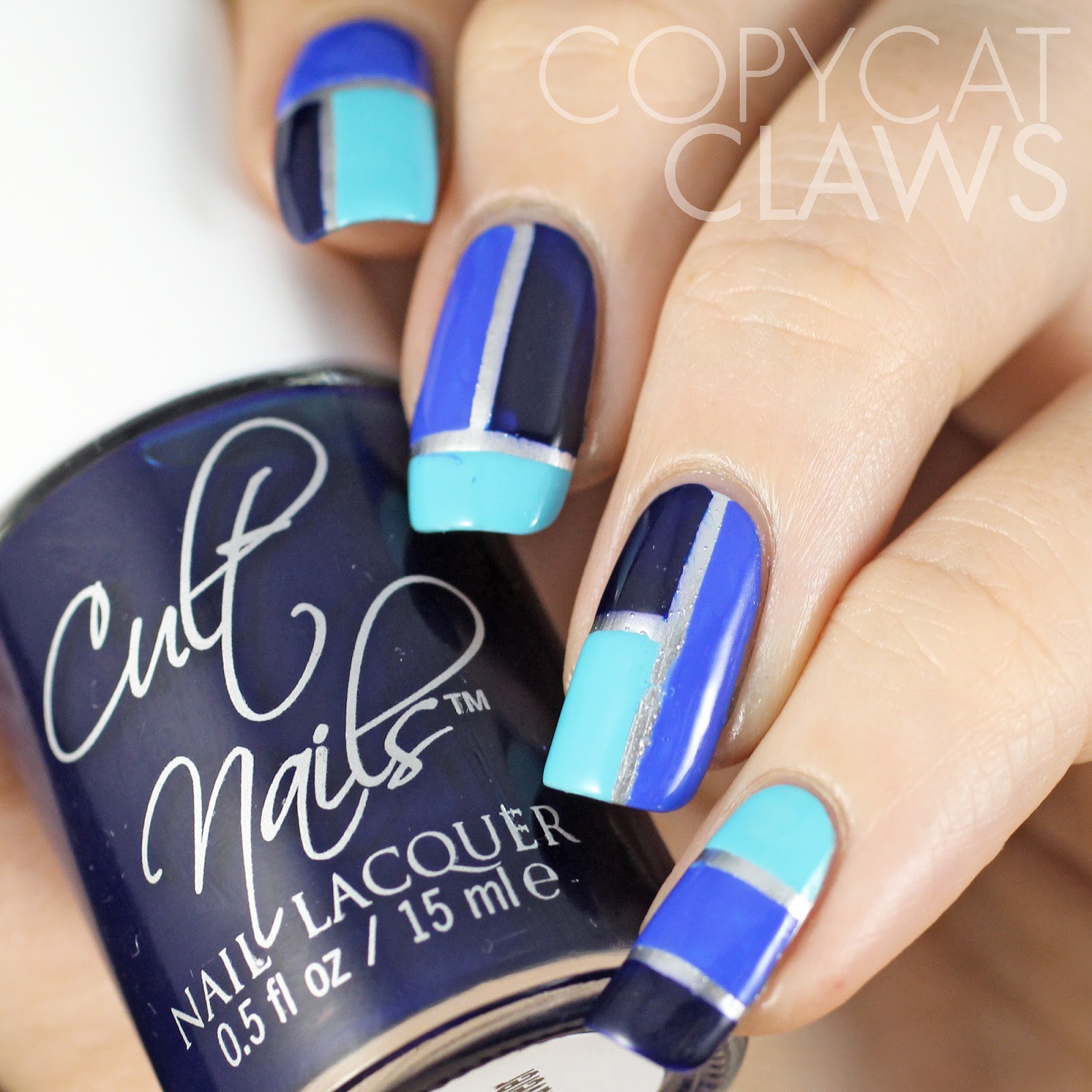Copycat Claws: Blue Color Block Nail Art