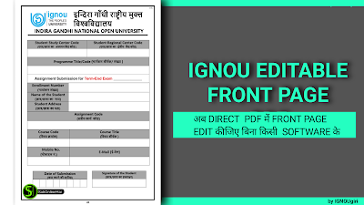 Ignou assignment front page editable pdf download- IGNOUgiri - IGNOUgiri