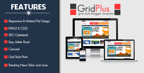 Grid Plus Template Responsive Blogger - ChayaTemplate | Download ...