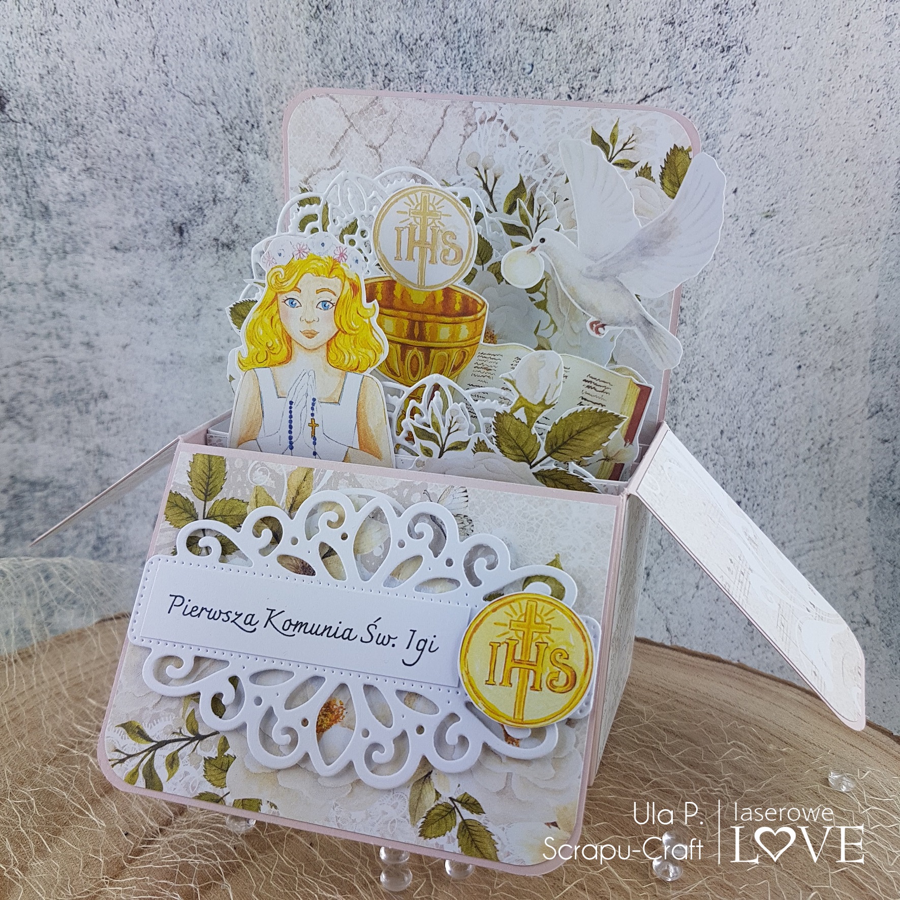 Laserowe LOVE: Kartka Pop Up na Pierwszą Komunię Świętą Pop Up card for ...