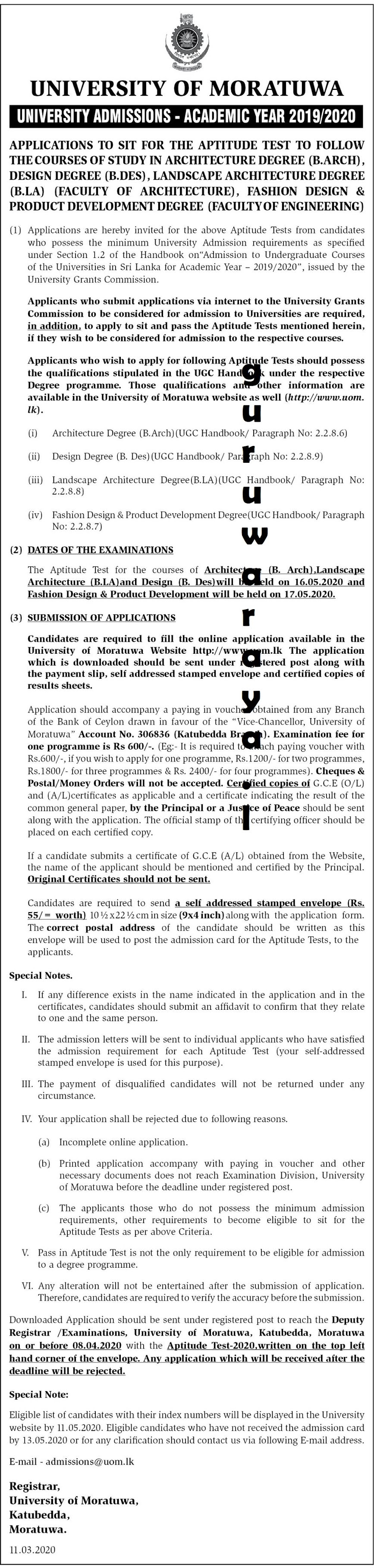 Aptutude Tests Moratuwa University Teacher aptutude-tests-moratuwa-university-teacher