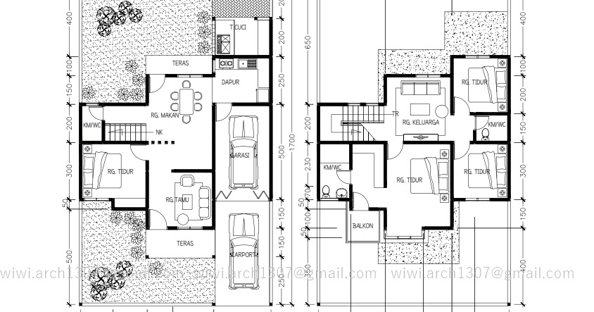 CONTOH LAY OUT / DENAH RUMAH 2 LANTAI UKURAN LAHAN 10 X 17 METER | MaR ...